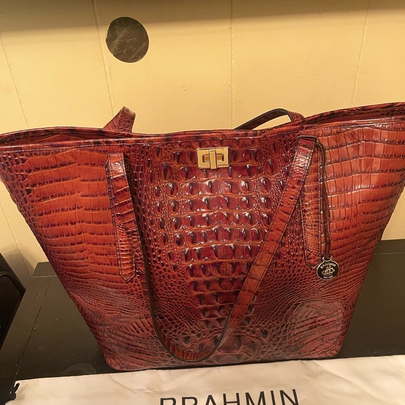 Brahmin | Bags | Brahmin Red Crocodile Embossed Womens Bag | Poshmark